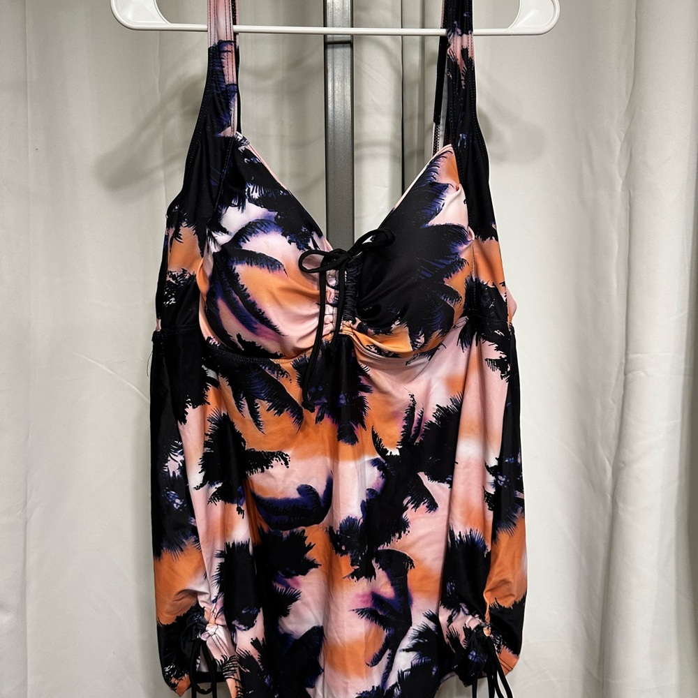 Tropical Palm Mix “ Esprilia “Shelf Bra Tankini Top - Gem